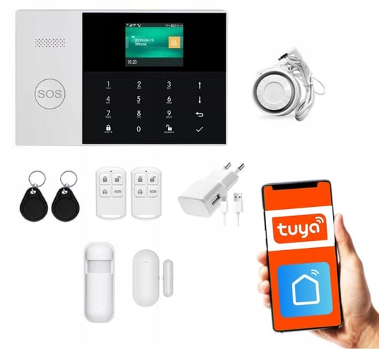Alarm bezprzewodowy GSM + WiFi z aplikacją TUYA , zestaw , KOSTOR ...