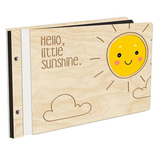 Album Na Zdjęcia Dla Dziecka Słoneczko Hello Little Sunshine W Drewnianej Oprawie Z Czarnymi ...
