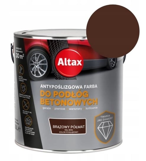 ALTAX FARBA ANTYPOŚLIZGOWA DO PODŁÓG BETONOWYCH BRĄZOWY RAL8016 PÓŁMAT ...