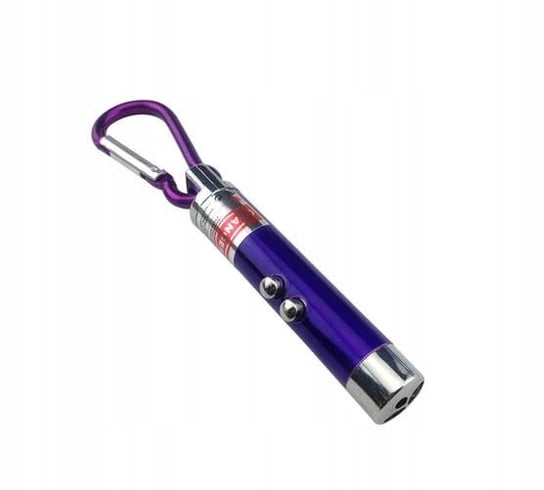ALUMINIOWA MINI LATARKA 3W1 LED LASER UV Z KARABIŃCZYKIEM KIESZONKOWA ...