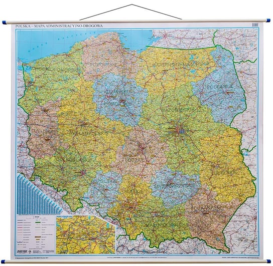ArtGlob, Polska mapa ścienna administracyjno-drogowa z tablicami ...