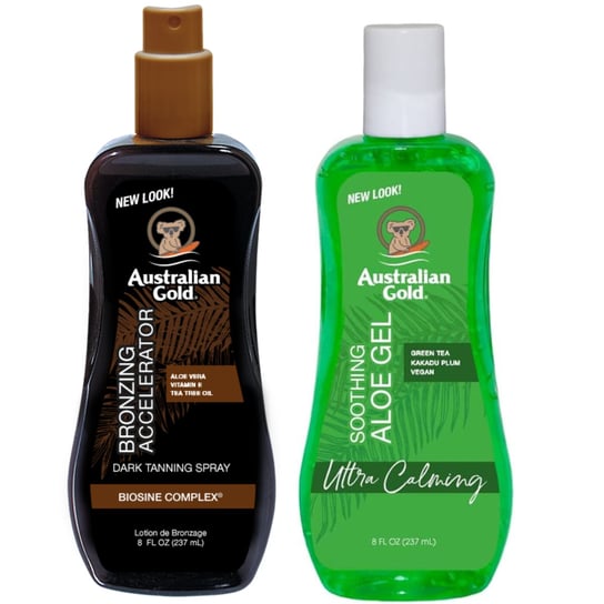 Australian Gold Dark Tanning Accelerator Spray Gel + Aloe Po Opalaniu ...