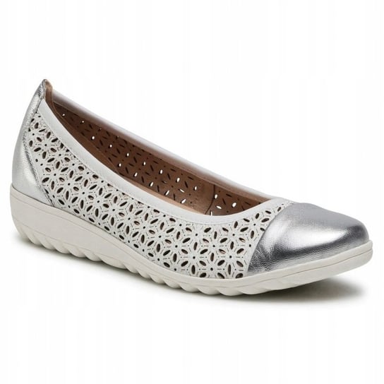 Ażurowe biało srebrne baleriny Caprice 9-22153 skóra r.39 - Caprice | Moda Sklep EMPIK.COM
