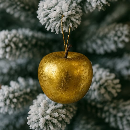Bombki choinkowe JABŁKO 8cm zestaw 2szt ozdoba bombka na choinkę złoty ...