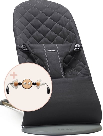 BABYBJORN - leżaczek BLISS COTTON, Czarny + Zabawka Googly Eyes Black ...