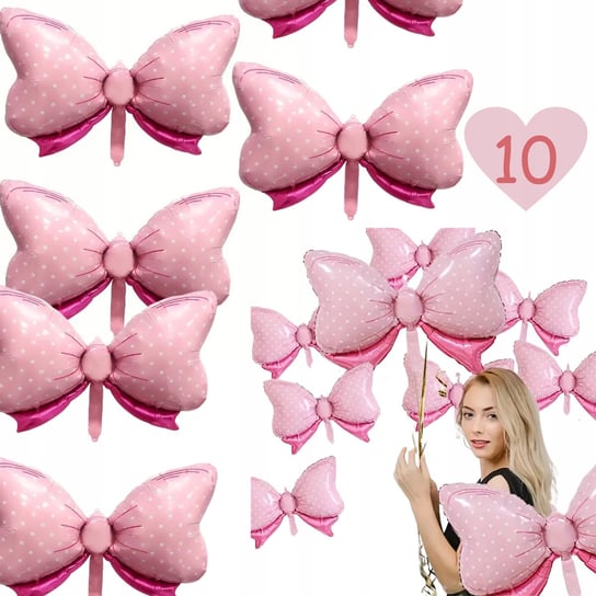 BALON KOKARDA RÓŻOWA XXL 38 CM ZESTAW BALONÓW URODZINY BABY SHOWER ...