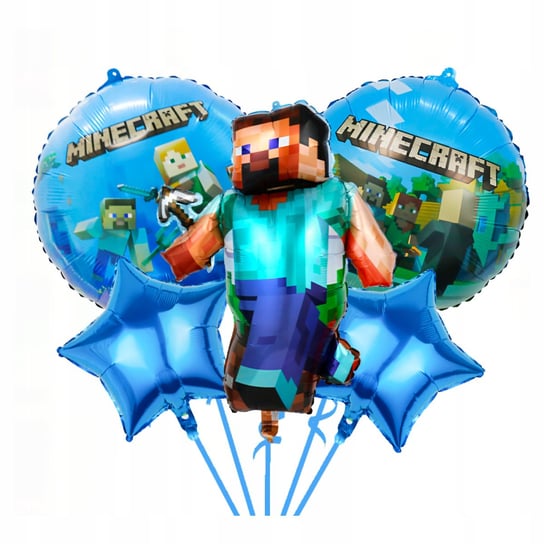 BALONY MINECRAFT ZESTAW BALONÓW URODZINOWYCH STEVE TNT GWIAZDKI NA ...