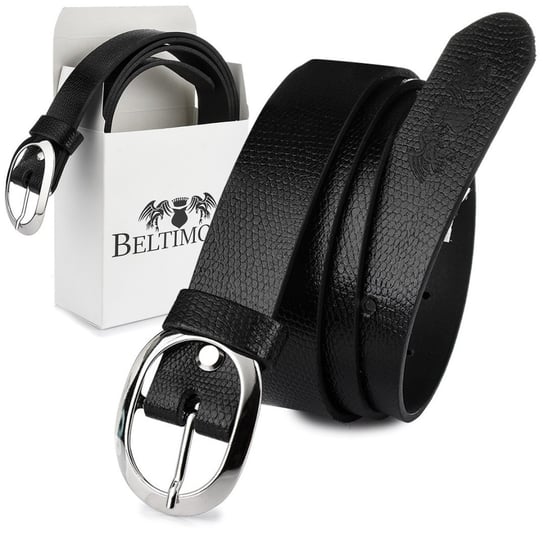 Beltimore skórzany damski pasek do spodni 3 cm antyalergiczny czarny U54 czarny r.140-155 cm ...