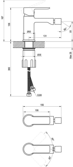 Bateria bidetowa stojąca Ravak Solar SL 056.00 135mm chrom bez korka ...