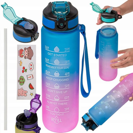 BIDON BUTELKA na WODĘ Z USTNIKIEM na Fitness SHAKER SIŁOWNIA 1L - Zlaro ...