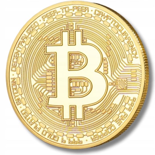 BITCOIN ZŁOTA MONETA KOLEKCJONERSKA MEDAL BTC XXL + KAPSEL PUDEŁKO ...