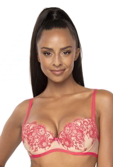 Biustonosz push-up beżowo- różowy Frances M-3804/11-75E - MAT Lingerie | Moda Sklep EMPIK.COM