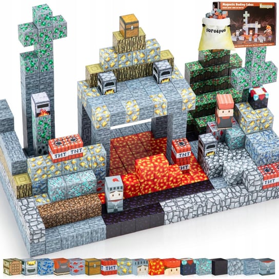 Bloki magnetyczne - Build Mine Magnet Craft World Set, płytki ...