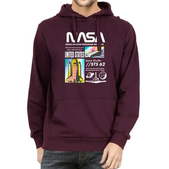 Bluza Burgundowa Kaptur Męska Prezent Dla Fana Kosmosu Space Nasa Wzory ...