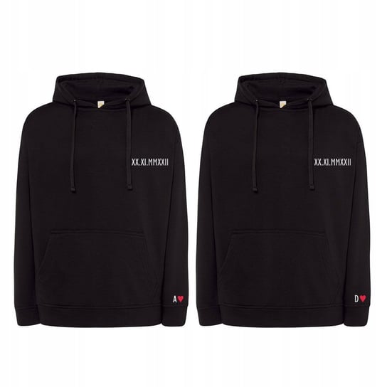 Bluzy dla Par Matching hoodies Haft na Walentynki Serce Inicjały Data ...