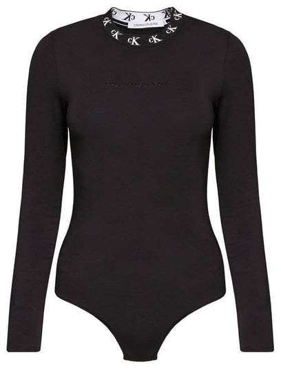 Body damskie Calvin Klein CK LOGO TRIM czarne z długim rękawem -XS ...