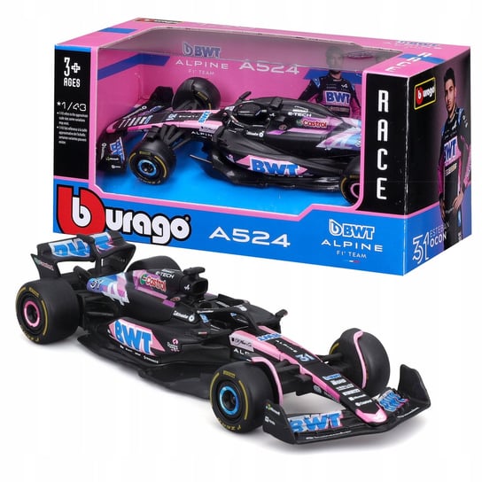 BOLID F1 BWT Alpine Team A524 2024 Esteban Ocon 1:43 model BBURAGO 18 ...