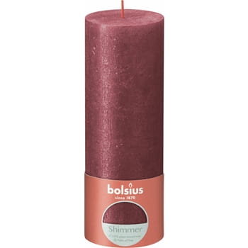 Bolsius Świeca pieńkowa rustic Shimmer 190/68 Czerwony - Bolsius ...