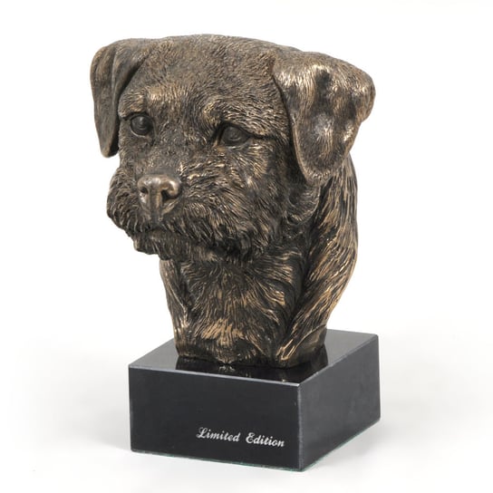 Border Terrier - statuetka psa, popiersie na kamiennej podstawie ...