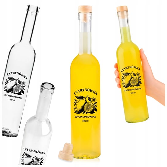 BUTELKA SZKLANA CYTRYNÓWKA NA WÓDKĘ NALEWKI FUTURA 500 ml Z KORKIEM 0,5 ...
