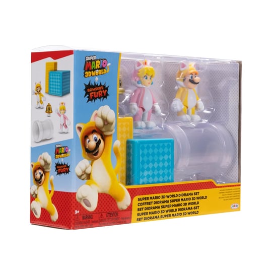 SUPER MARIO Nintendo 2.5" Figurki akcji 3D World Diorama zawiera Cat ...