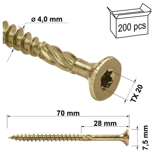 Wkręty do drewna Azmet stożkowe typ WT 4x70 mm 200 szt. - Inna marka ...