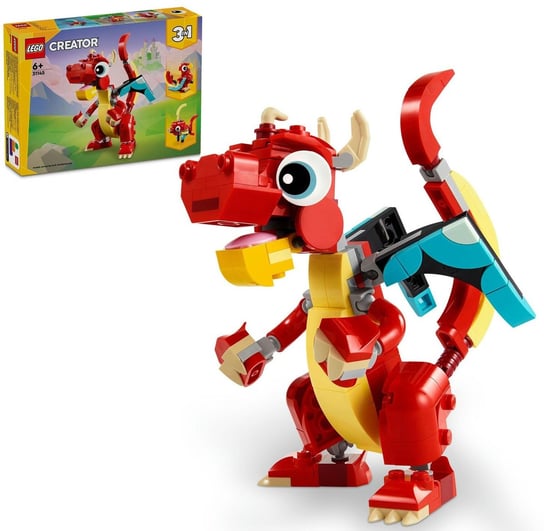 CZERWONY SMOK LEGO CREATOR 3w1 31145 ZESTAW KLOCKÓW PREZENT DLA DZIECKA ...