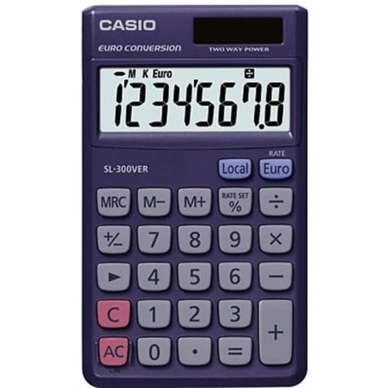Casio SL-300VER Kalkulator kieszonkowy niebieski Ekran: 8 baterii słonecznych, zasilanie ...