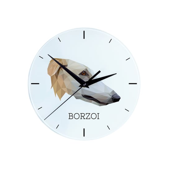 Chart rosyjski borzoj, Borzoi, Barzoi -geometryczny zegar ścienny ze ...
