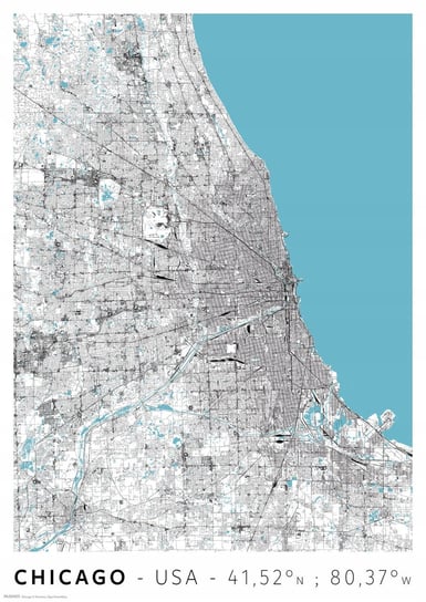 Chicago Mapa Miasta - plakat A3 29,7x42 cm - inna (Inny) | Sklep EMPIK.COM