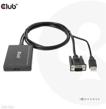 CLUB3D CAC-1720 Adapter HDMI - VGA + USB, 0.6m, Czarny - Inna marka ...