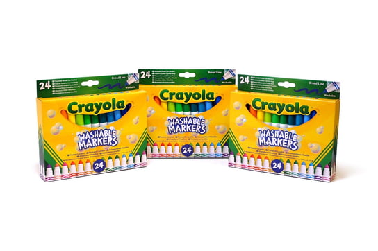 CRAYOLA - 3 opakowania z 24 markerami Maxi-Point, zmywalny tusz, do ...