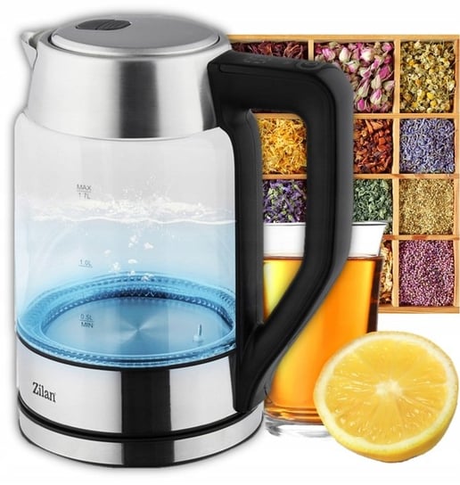 CZAJNIK ELEKTRYCZNY SZKŁO LED 1,7L 2200W - Zilan | AGD Sklep EMPIK.COM