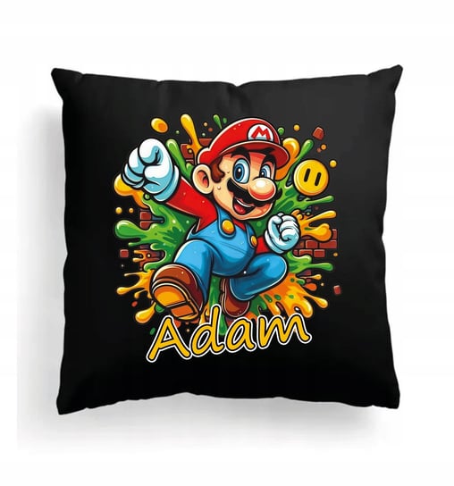 CZARNA Poduszka Z IMIENIEM Na Wielkanoc SUPER MARIO BROS BAJKA GRA ...