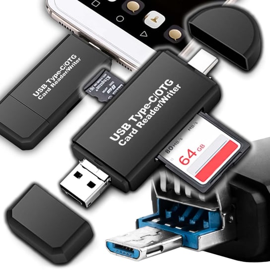 Czytnik Kart Pamięci Micro SD TF Micro USB USB-C 5w1 do Laptopa Telefonu YC-360A - DexXer ...