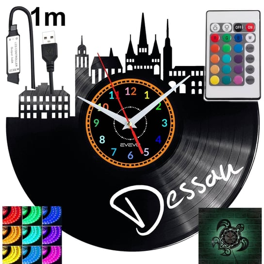 Dessau Zegar Ścienny Podświetlany LED RGB Na Pilota Płyta Winylowa ...