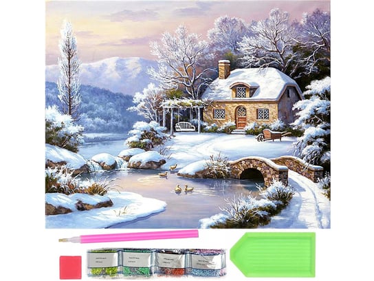Diamentowa Mozaika 5D Dom W Śniegu Haft Diamentowy - Pegaz Toys | Sklep ...