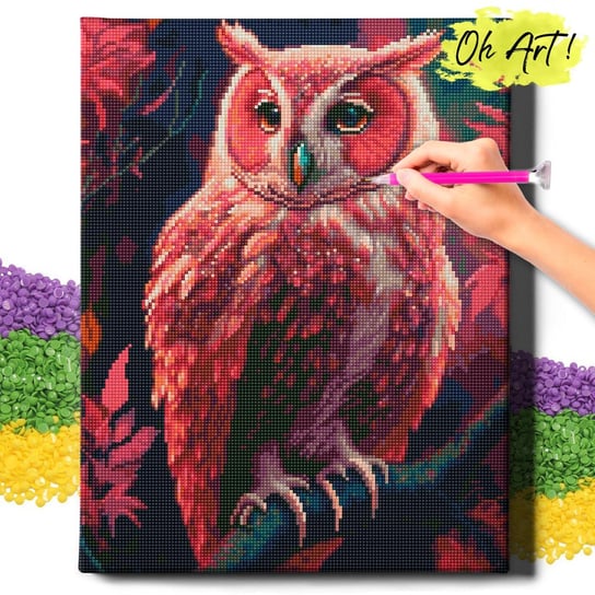 Diamond Painting 5D Z Ramą Sowa Haft Diamentowy Duży Różowa Sowa ...