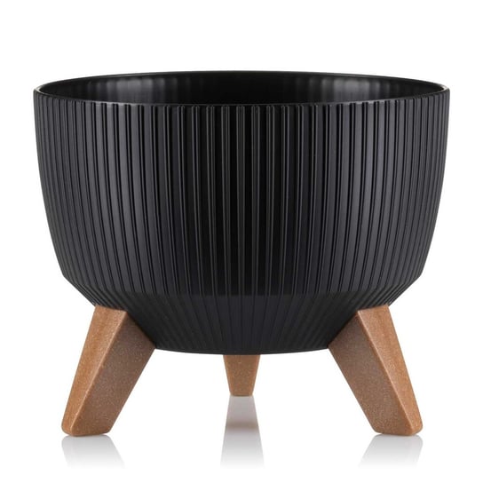 Doniczka Okrągła MISA CZARNA Eco Recykling NÓŻKI 24cm Czarna Loft Kwietnik - HowHomely | Sklep ...