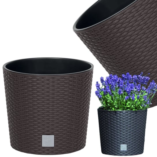 Doniczka Okrągła Ratanowa 25Cm Z Wkładem Donica + Wkład Dystansowy - DIKEL | Sklep EMPIK.COM