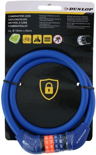 Dunlop, Zapięcie rowerowe, Linka, Szyfr, 1.0x65 cm, Niebieski - Dunlop | Sport Sklep EMPIK.COM