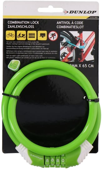 Dunlop, Zapięcie Rowerowe Spiralne Na Szyfr 1.0 x 65 cm , Zielony - Dunlop | Sport Sklep EMPIK.COM