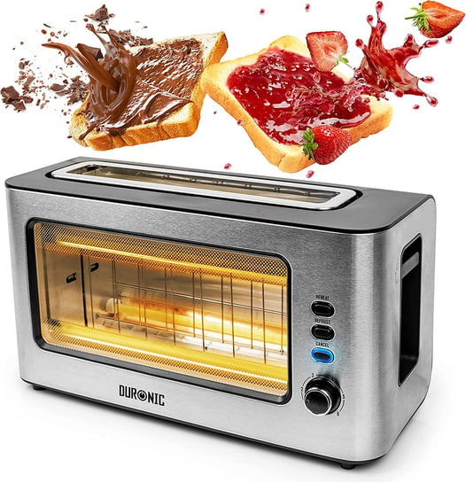 Duronic TB10 Toster z przezroczystym oknem na 2 kromki 1000W | szeroki ...
