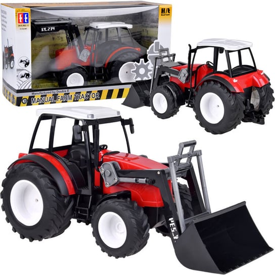 Duży Czerwony Traktor z Ruchomym Ramieniem i Wielkimi Kołami ...