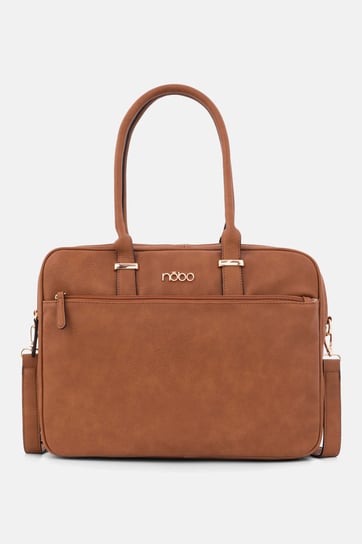 Dwukomorowa aktówka na laptopa Nobo, karmelowa - Nobo | Moda Sklep EMPIK.COM