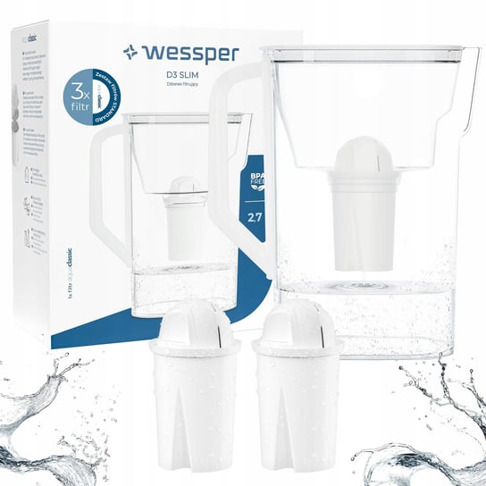 Dzbanek filtrujący do lodówki Wessper 2,7l + 3x Filtr do wody Wessper ...