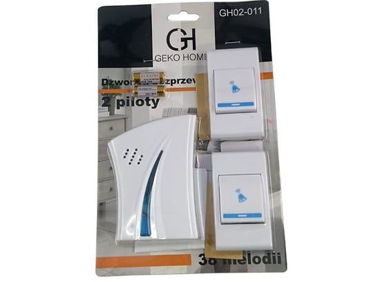 Dzwonek bezprzewodowy 2 piloty zasięg 180m GH02-011 - Geko | Sklep ...