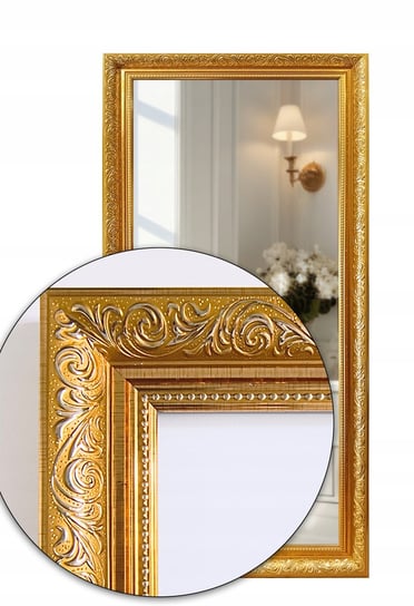Ekskluzywne lustro 90x70 w ozdobnej złotej ramie odpornej na wilgoć u30 - fabryka luster | Sklep ...