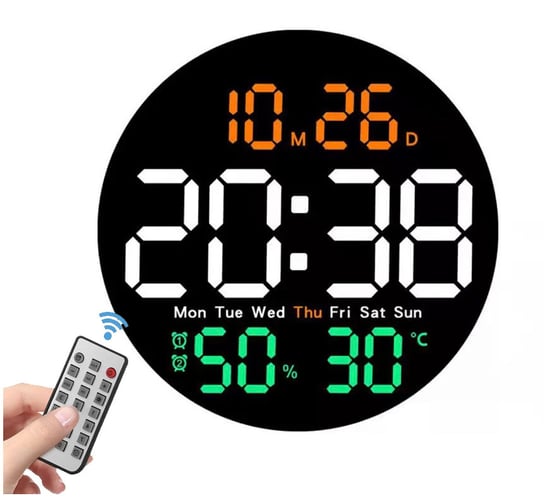 Elektroniczny Zegar Led Z Pilotem Temperatura Wilgotność Data Alarm ...
