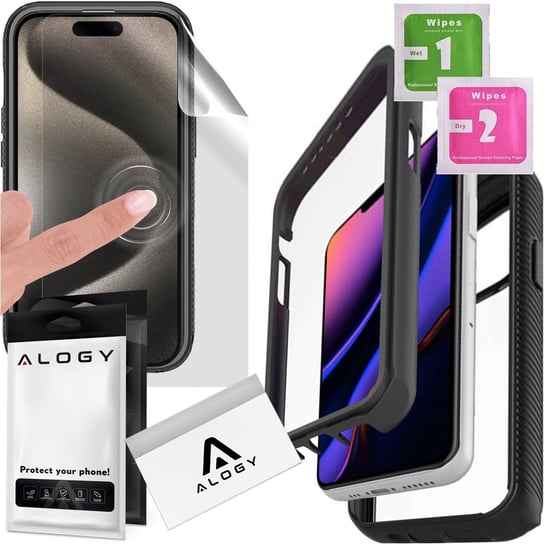 Etui do iPhone 15 Pro pancerne obudowa + folia hydrożelowa Case Defense ...